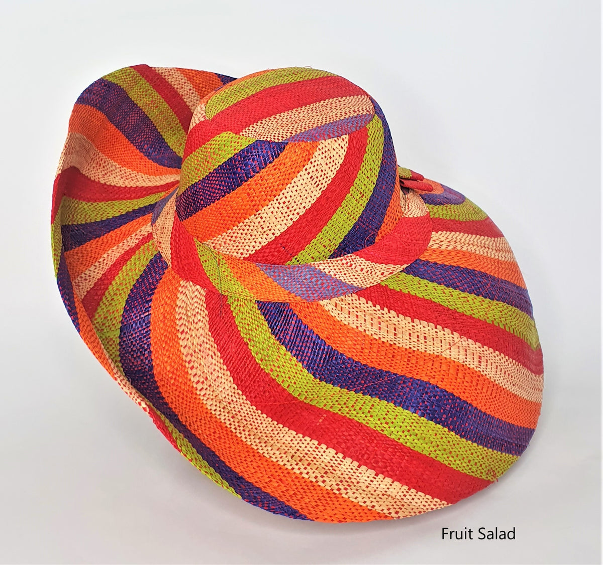 Raffia Curve Brim Hat Large Brim in Fruit Salad Madagascan – Bags of ...